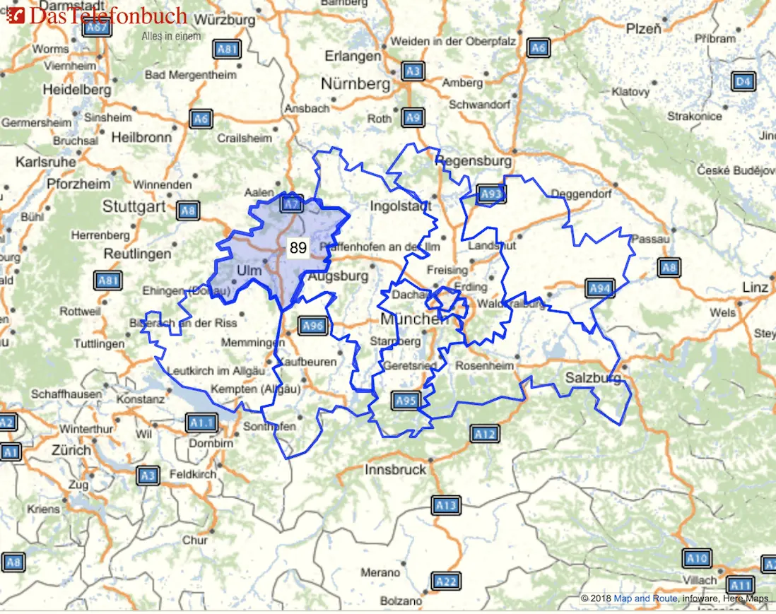 Postleitzahl 89: Übersicht aller Orte im PLZ-Gebiet 89